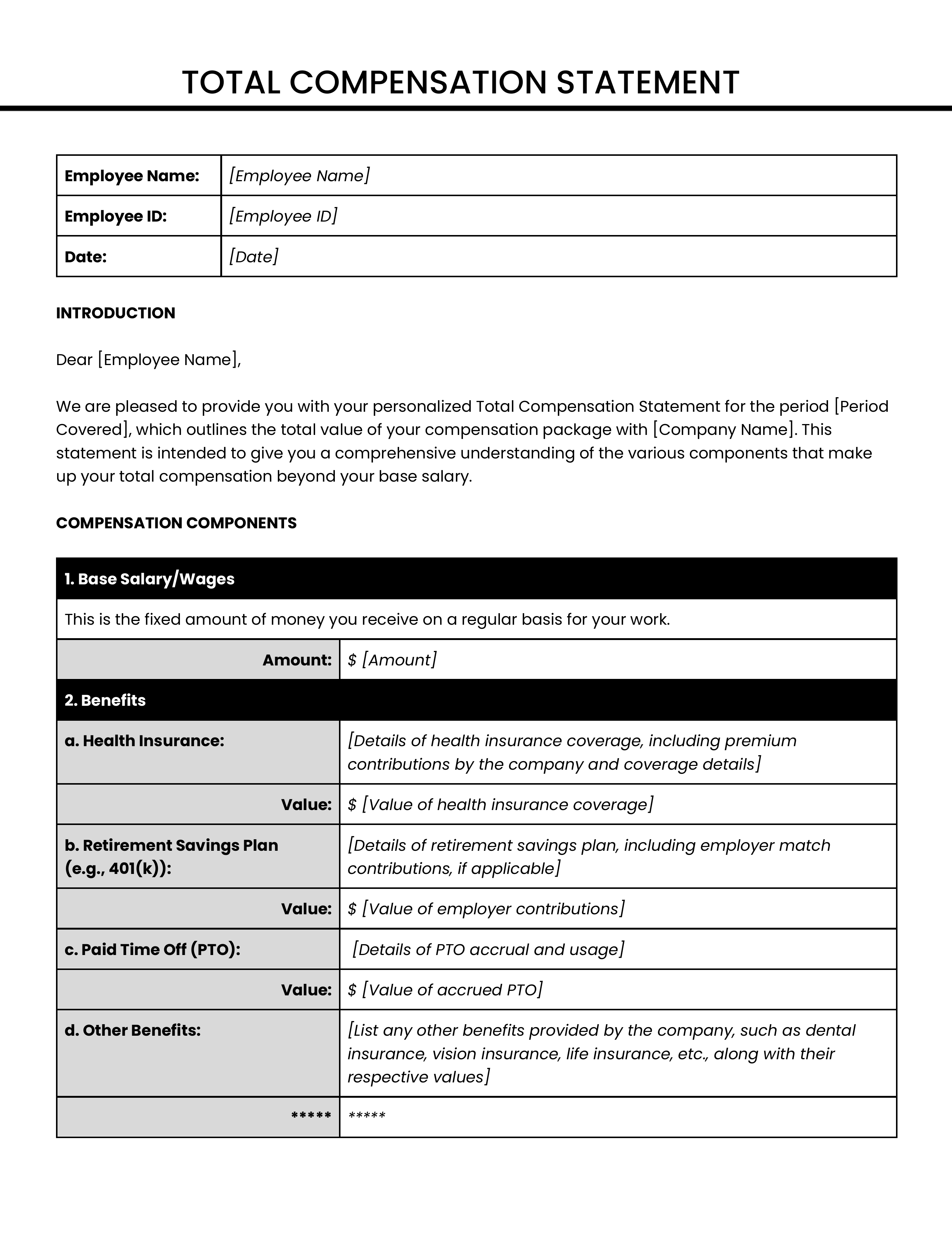 Total Compensation Statement | Medusa Store